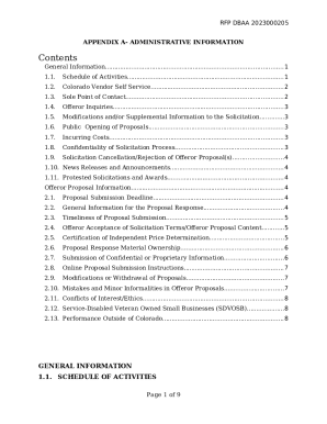 RFP Appendix A - Administrative Ination Doc Template | pdfFiller