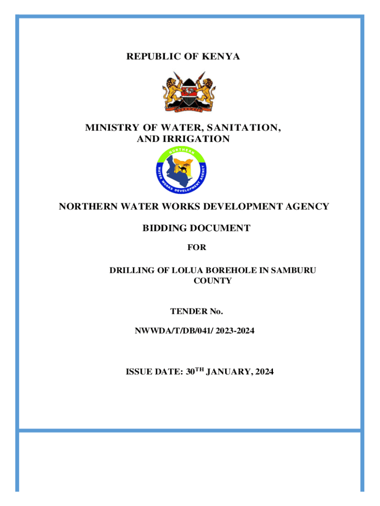 Fillable Online tender document for borehole drilling and equipping on ...