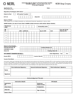 Fillable Online Instruction Slip for Client To Pool/Ownership Transfer ...