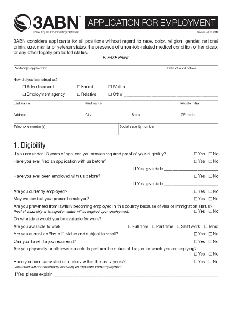Fillable Online ted to providing employment opportunities to all Fax ...