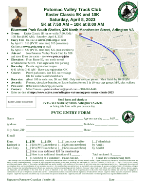 Potomac Valley Track Club - Event Calendar Doc Template | pdfFiller