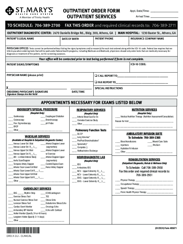 Fillable Online OUTPATIENT ORDER FORM RADIOLOGY Fax Email Print - pdfFiller