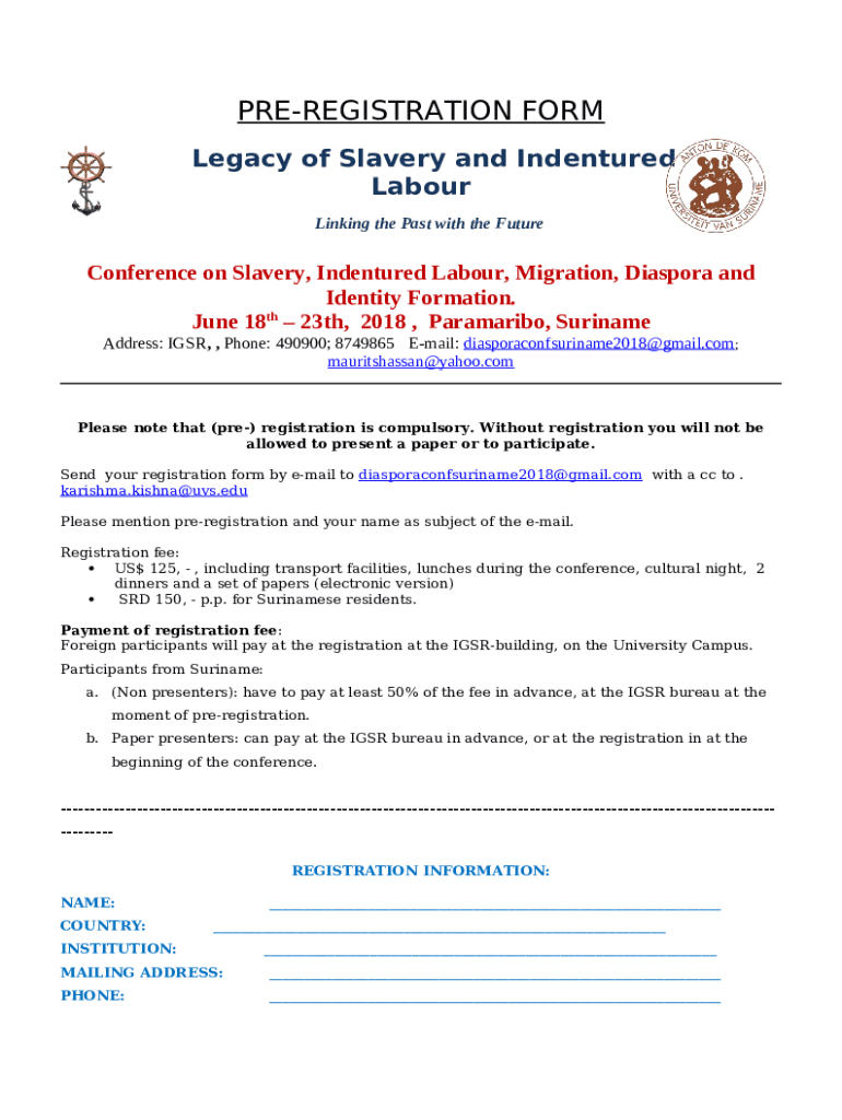 Call for Papers: The Legacy of Slavery and Indentured ... Doc Template ...