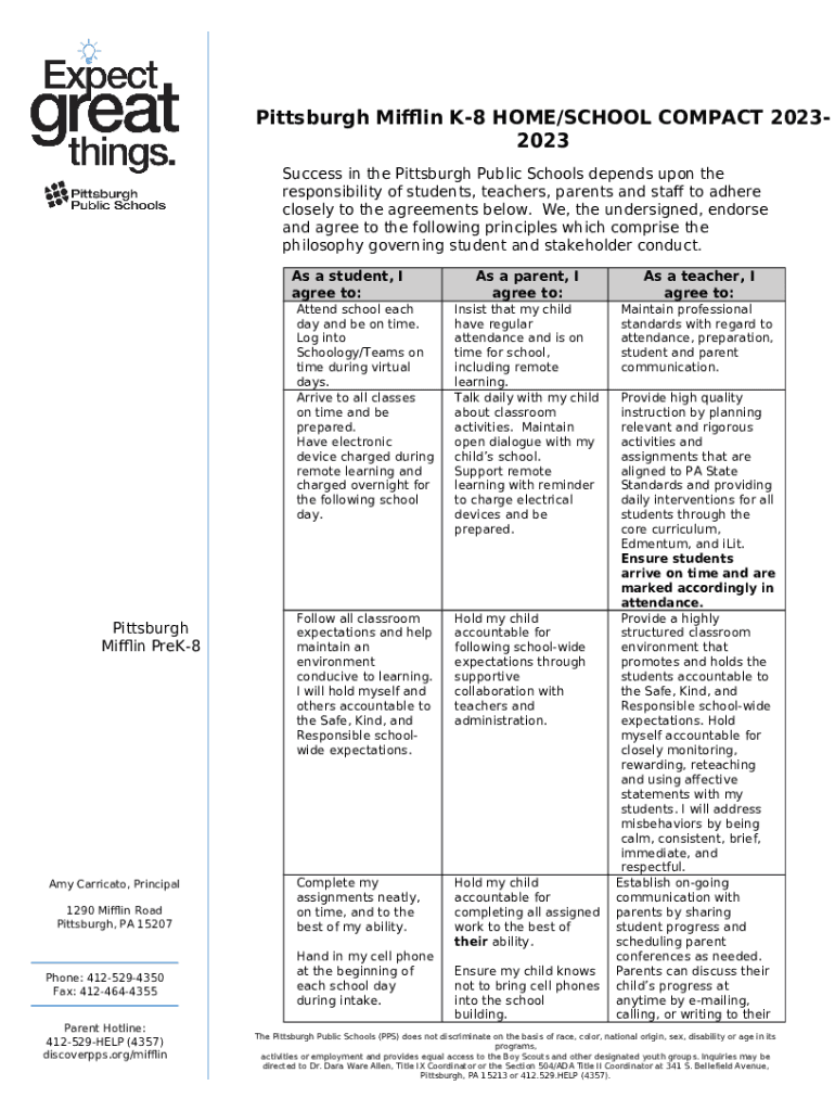 23-24 Mifflin Home-School Compact Doc Template | pdfFiller