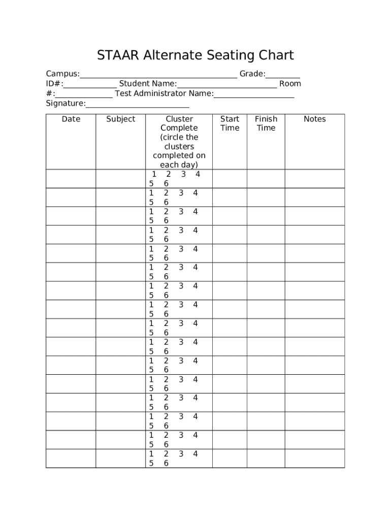 SAT Suite of Assessments Seating Chart for Digital Testing Doc Template ...