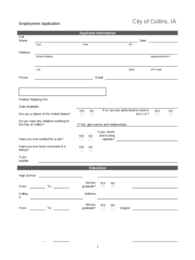 City of Collins, IA Doc Template | pdfFiller