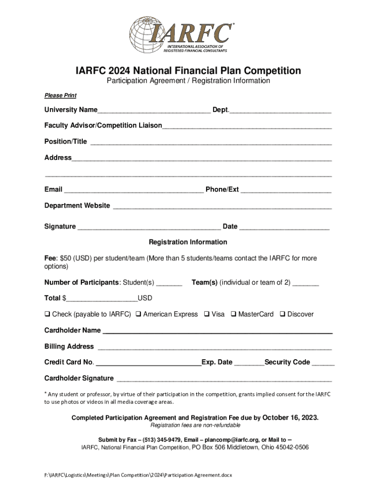 Fillable Online Registration Now Open for the IARFC National Financial ...