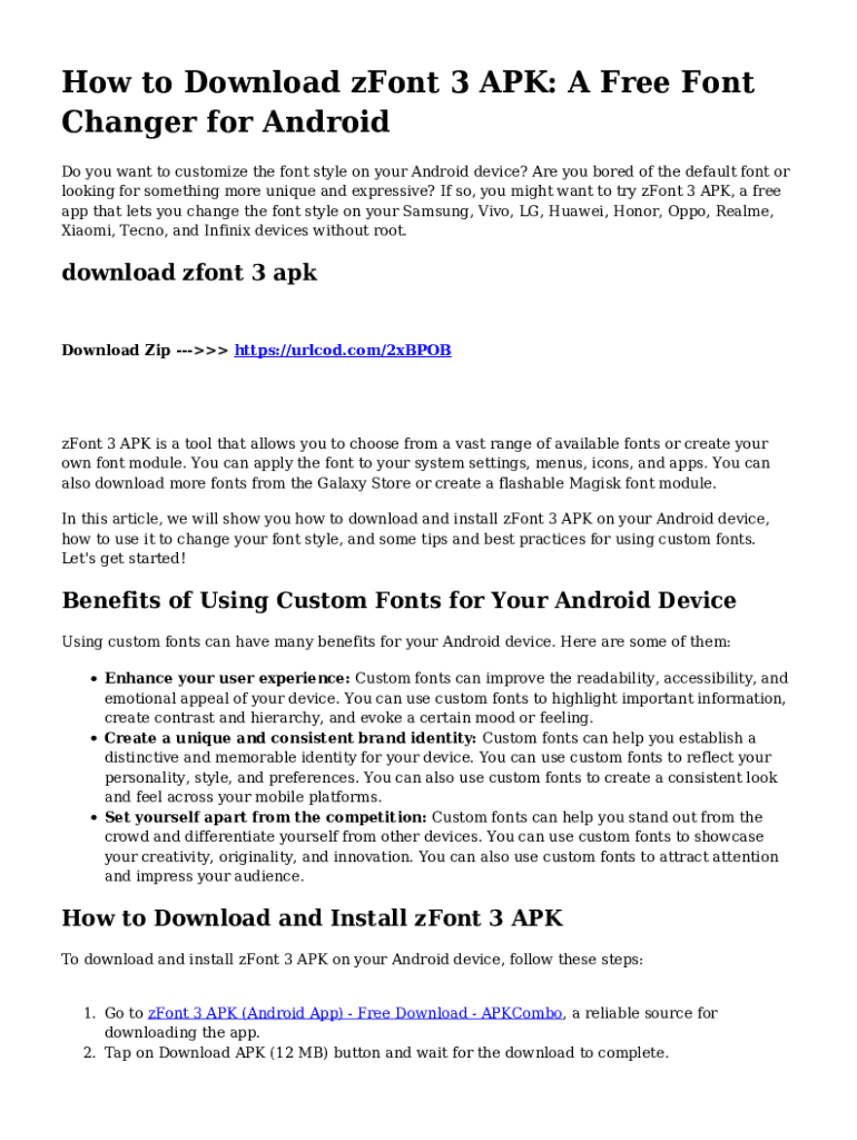 Fillable Online zFont 3 - Emoji & Font Changer - Apps on Google Play ...