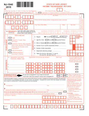 Fillable Online NJ Division of Taxation - Income Tax Forms - NJ.gov Fax ...
