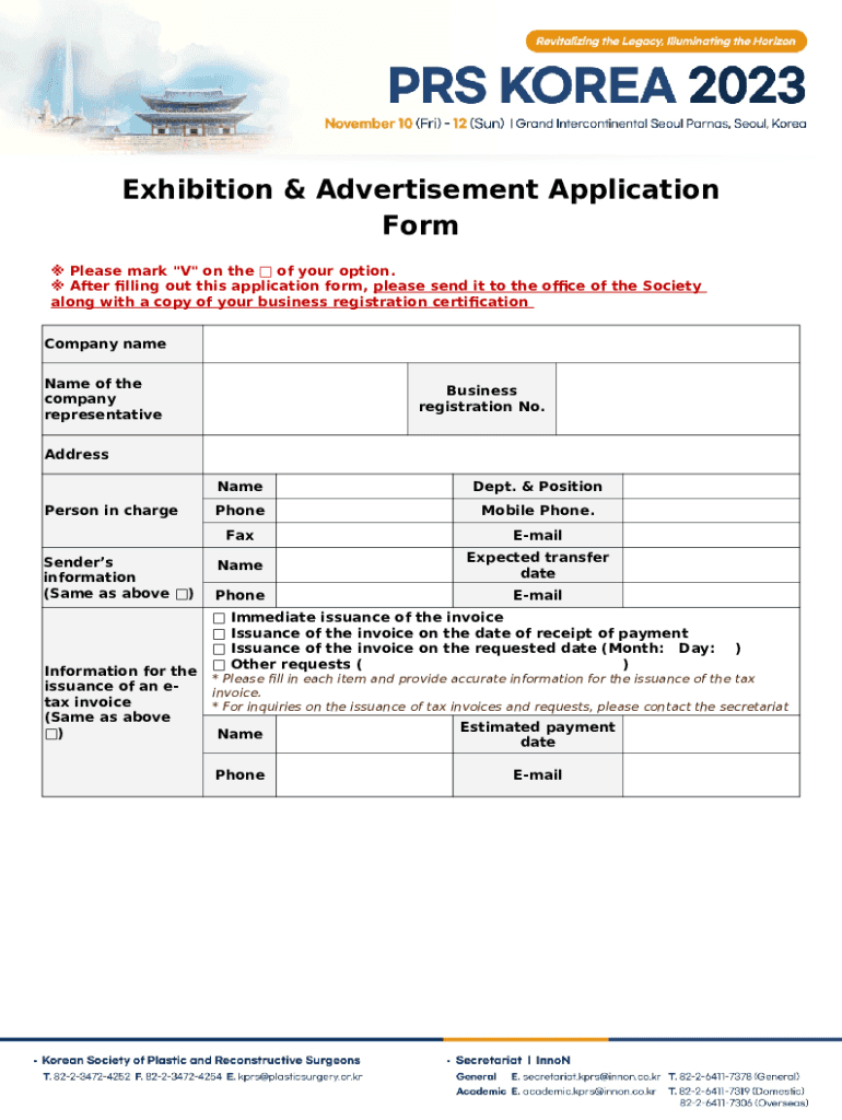 Exhibition & Advertisement Application Doc Template | pdfFiller