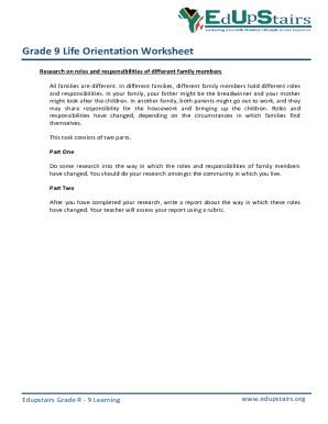 Fillable Online Family Members Roles, Responsibilities, and Worksheet ...