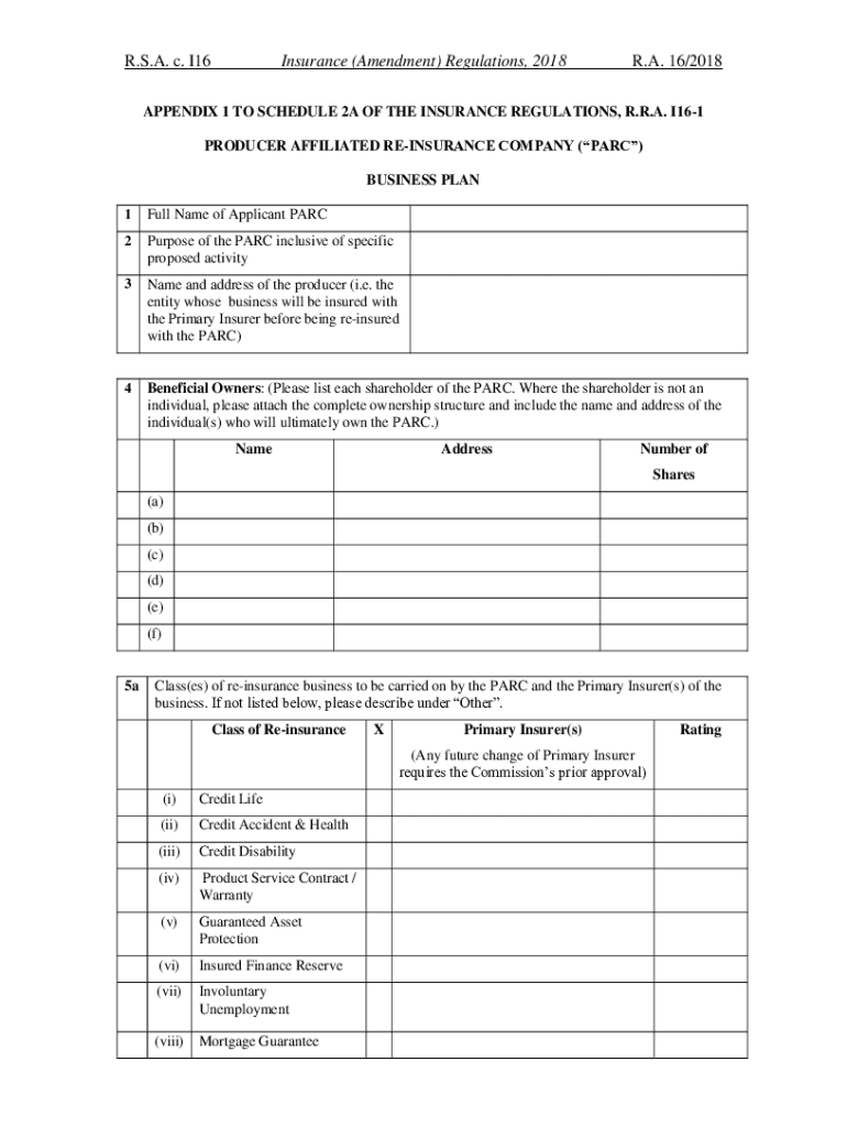 Fillable Online Appendix 1 to Schedule 2A - PARC Business Plan Fax ...