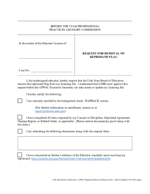 Fillable Online UPPAC Reprimand Removeal Request Form Fax Email Print ...
