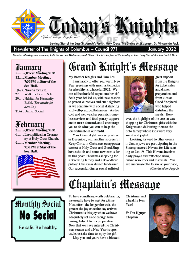 Fillable Online Grand Knight's Message Birthdays Chaplain's Message Fax Email Print - pdfFiller