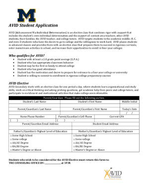 Fillable Online East Lake High School AVID Application Fax Email Print ...