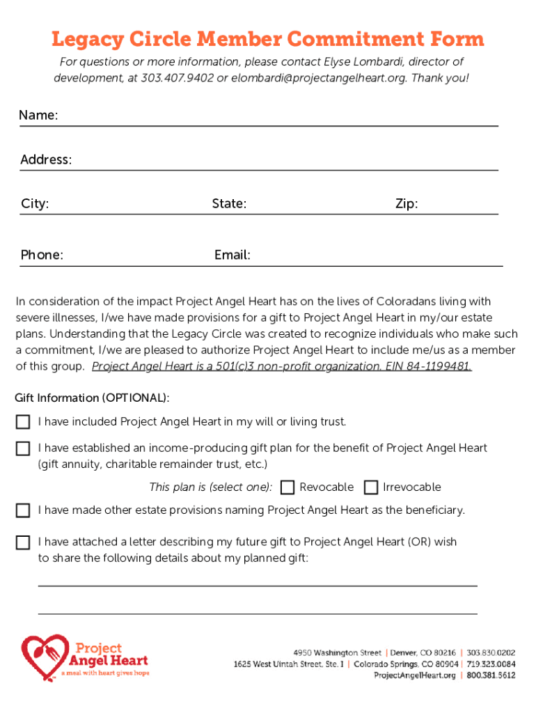 Fillable Online Legacy Circle Commitment Form Fax Email Print - pdfFiller