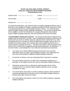 ELD Parent Opt-out Doc Template | pdfFiller