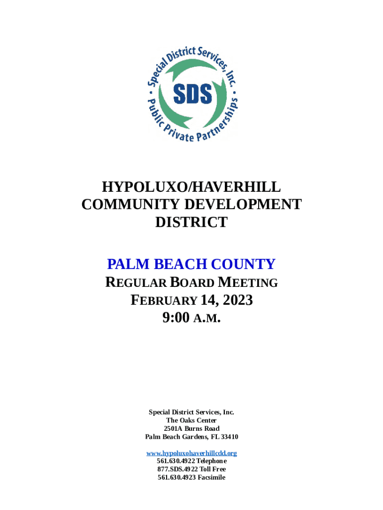 HYPOLUXO/HAVERHILL COMMUNITY DEVELOPMENT DISTRICT Doc Template | pdfFiller