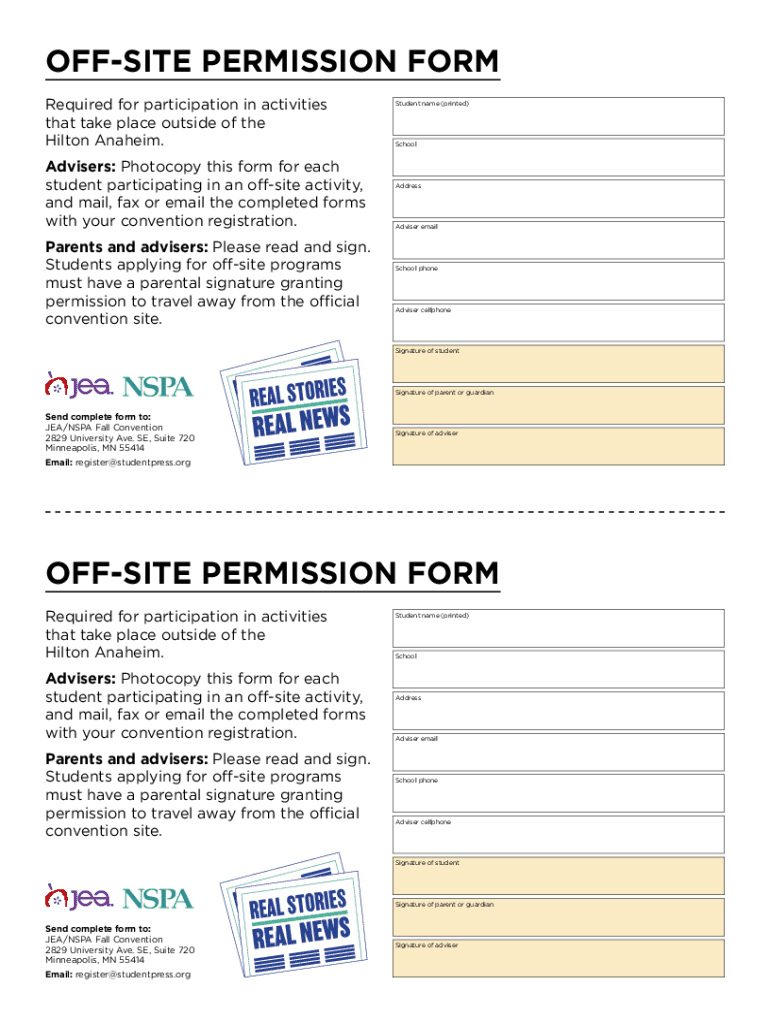 Fillable Online OFFSITE TRIP PERMISSION FORM Fax Email Print - pdfFiller