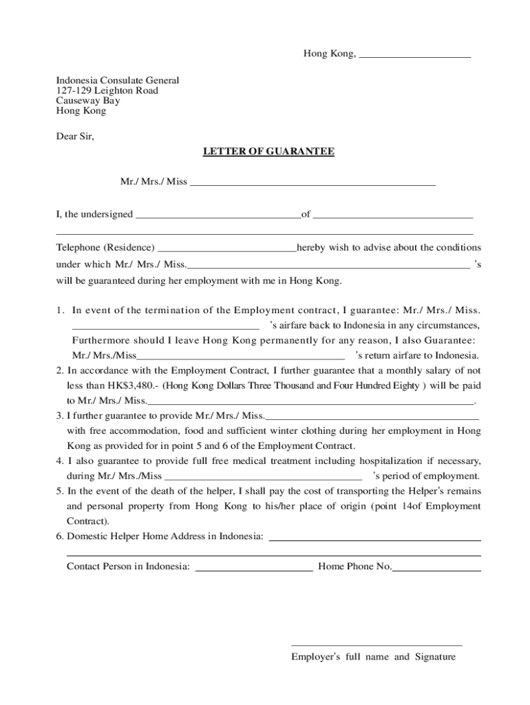 Fillable Online Sample of Guarantee Letter for Business Visa Fax Email ...