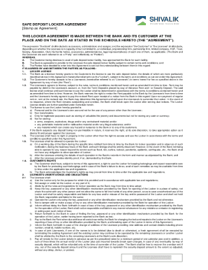 Fillable Online Locker Agreement - Date: SAFE DEPOSIT VAULT Fax Email ...