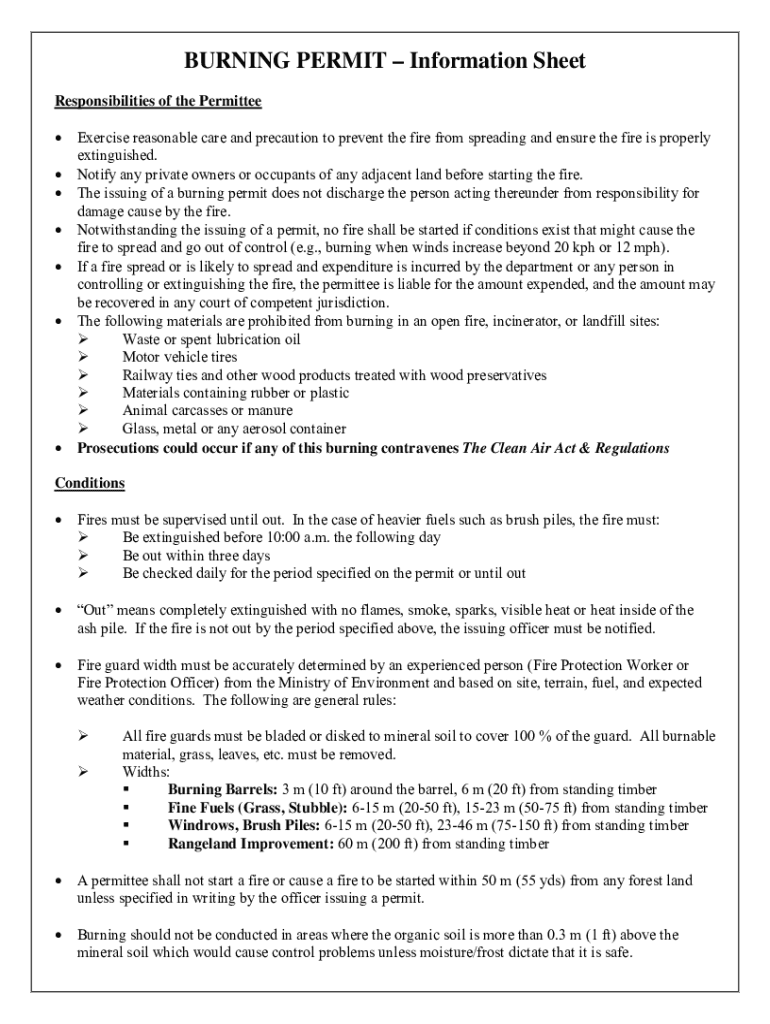 Fillable Online BURNING PERMITInformation Sheet Fax Email Print - pdfFiller
