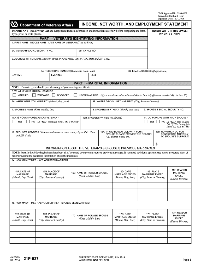 Fillable Online vba va GENERAL INSTRUCTIONS FOR INCOME, NET WORTH, AND ...