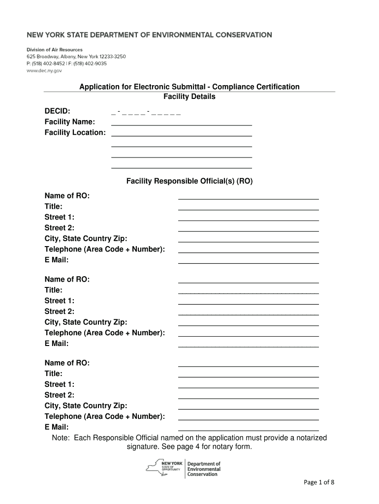 Fillable Online dec ny DAR-11 Attachment #1 - Application Form for the ...