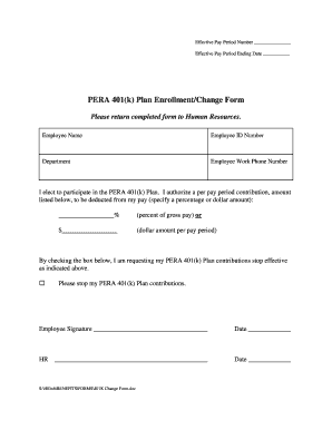 Fillable Online PERA 401(k) Plan Enrollment/Change Form Fax Email Print ...