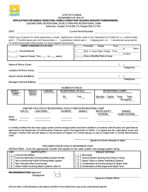 Fillable Online State of florida department of health application for ...