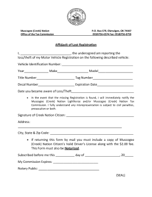 Fillable Online Affidavit of Lost Registration I Fax Email Print ...