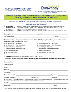 Fillable Online Sub-contractor form Fax Email Print - pdfFiller