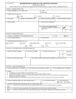 Fillable Online corpscpc noaa Reimbursement request for adoption ...