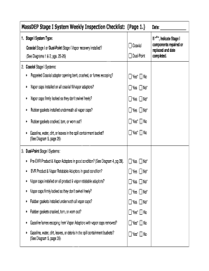 Fillable Online mass Weekly Inspection Checklist Stage I Systems Fax ...