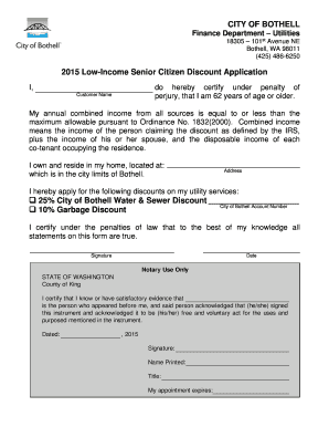 Fillable Online Utility Billing City Services City of Bothell Fax Email ...