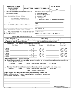 Fillable Online Proposed Parenting Plan Form Fax Email Print - pdfFiller