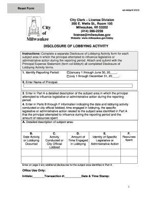 Fillable Online city milwaukee Lobbying Activity Disclosure (Fill-in ...