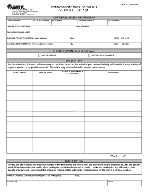 Fillable Online dmv virginia UCR 101 - Virginia Department of Motor ...