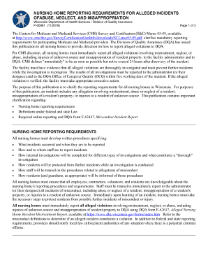 Fillable Online dhs wisconsin NURSING HOME REPORTING REQUIREMENTS FOR ...