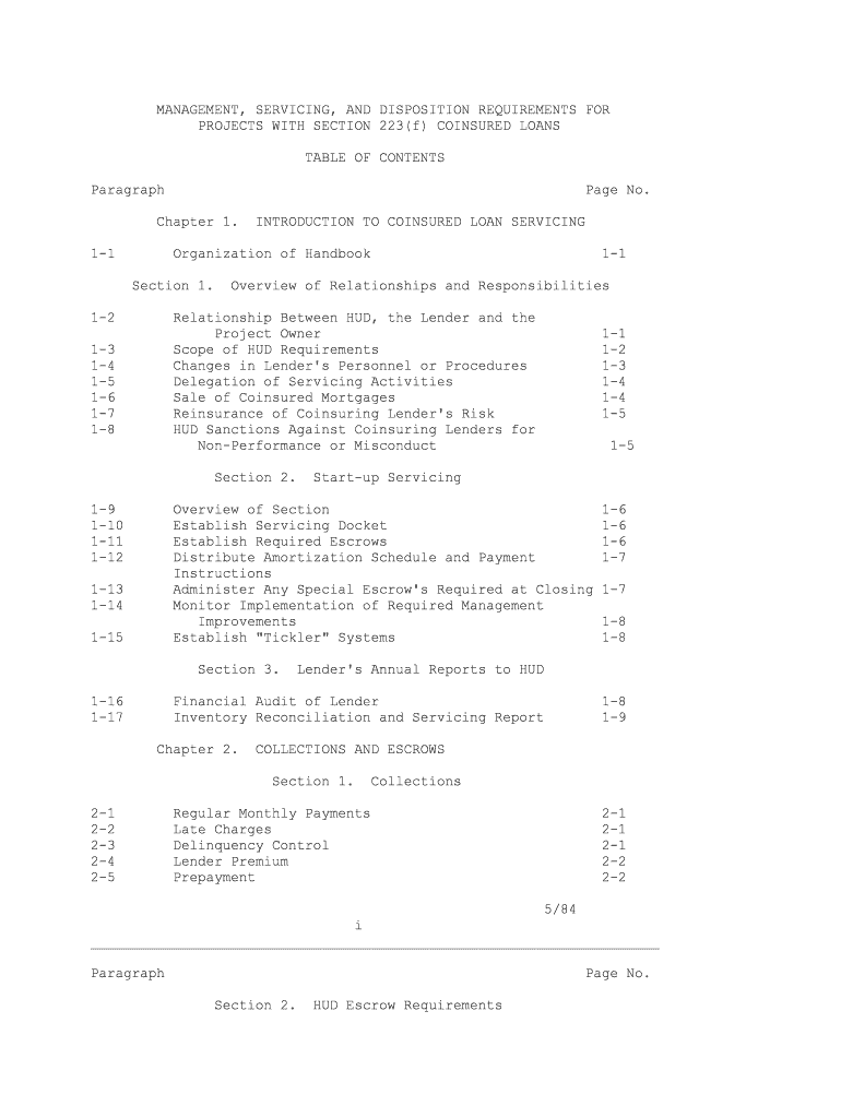 Fillable Online hud Management servicing and disposition requirements ...