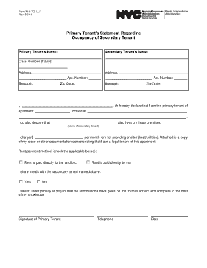 Fillable Online nyc Microsoft Office InfoPath - W-147Q Primary Tenant's ...