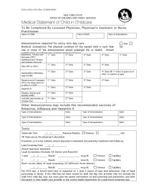 Fillable Online OCFS-LDSS-4433 Medical Statement of Child in ...