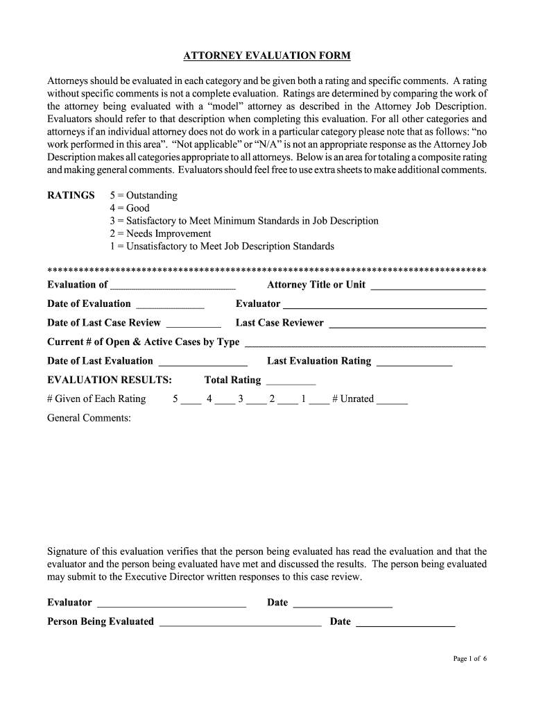 Fillable Online lri lsc ATTORNEY EVALUATION FORM Attorneys should be evaluated in ... - lri lsc ...