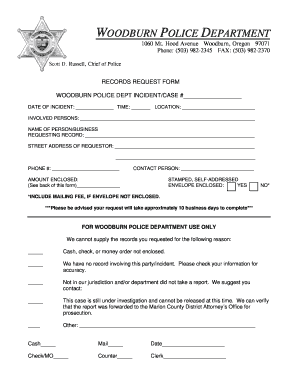 Fillable Online WOODBURN POLICE DEPARTMENT 1060 Mt Fax Email Print ...