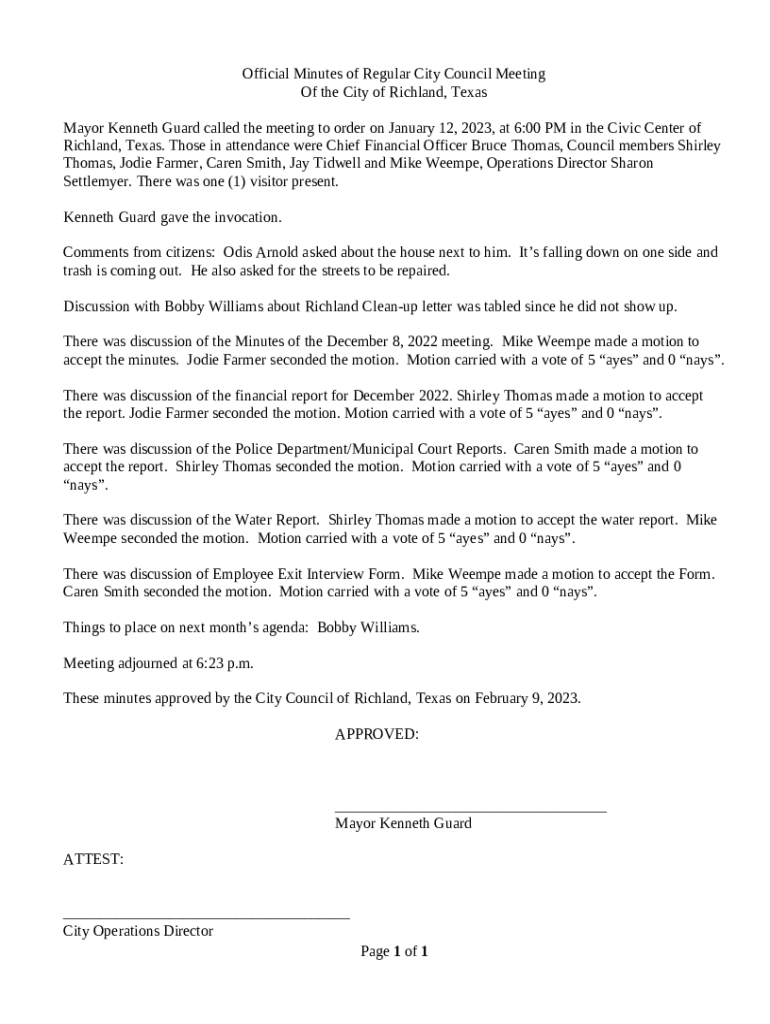 Those in attendance were Chief Financial Officer Bruce Thomas, Council ...