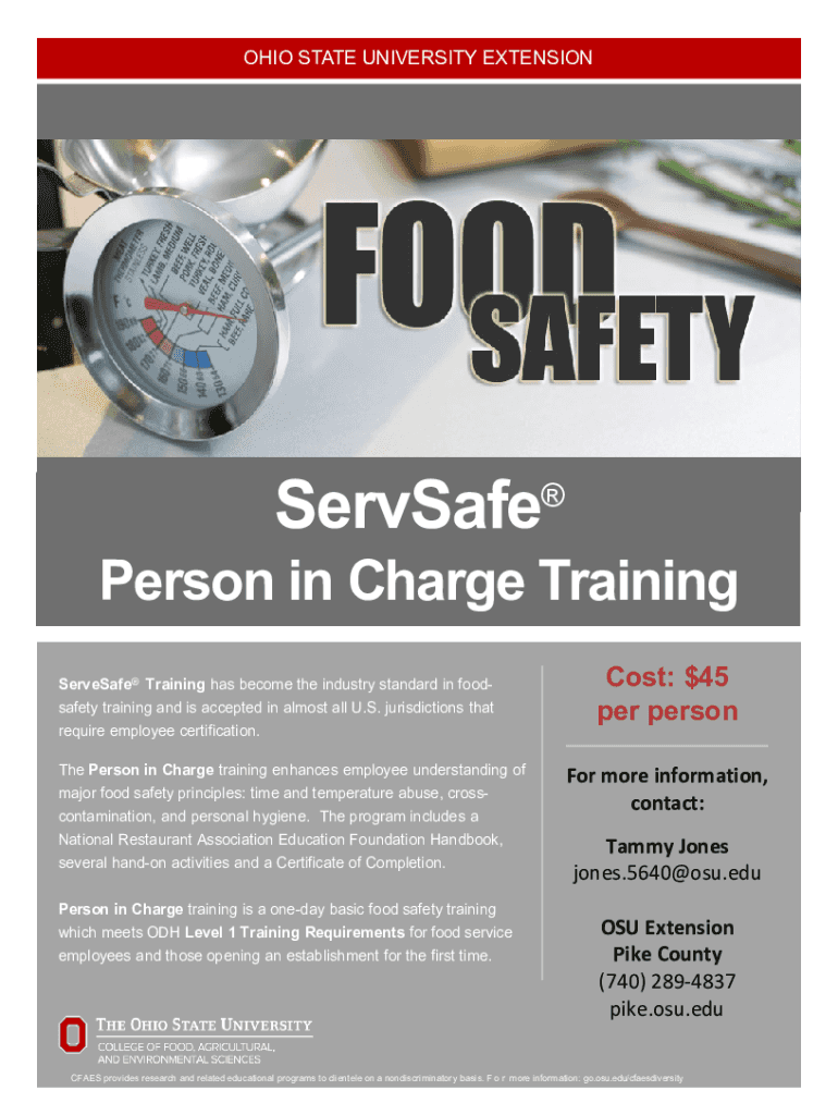 Fillable Online pike osu ServSafe Food Safety Training at the Clark ...