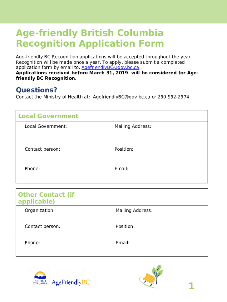 Age-Friendly Alberta Recognition application Doc Template | pdfFiller