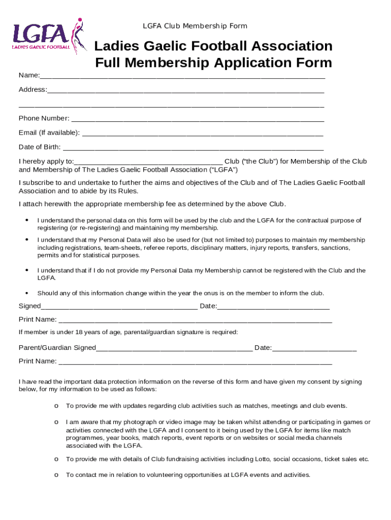 2019-LGFA-Membership- Doc Template | pdfFiller