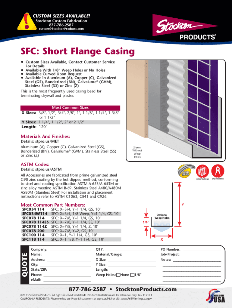 Fillable Online SFC: Short Flange Casing Fax Email Print - pdfFiller