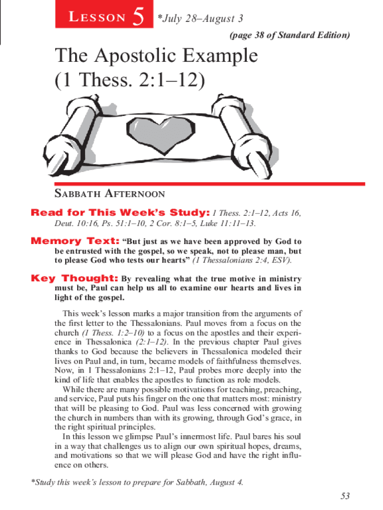Fillable Online The Apostolic Example (1 Thess. 2:112) Fax Email Print - pdfFiller